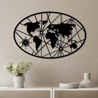 Hanah Home Stylish Black Decorative Metal Wall Accessory, 60 x 92 cm | 100% Metal (1.5 mm Thick) | Lightweight (0.87 kg) | Perfect for Modern Home Decor