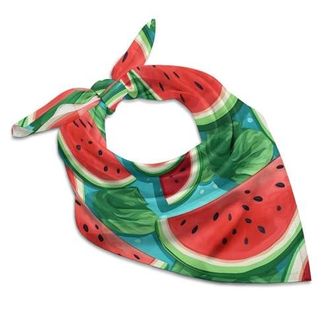 Generic Écharpe dété carrée en soie pastèque légère - Écharpe en forme de fruits pour cheveux - Respirant - Cadeau pour femme et homme, multicolore, 60x60cm