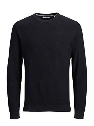 Jack & Jones Pull à col Rond pour Homme JJEBASIC de Base de, Couleurs:Noir, Taille Chandail:L