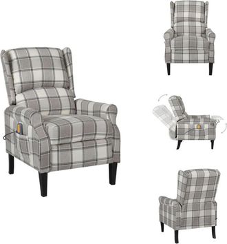 vidaXL Massagesessel Verstellbar Grau Stoff - Massage Stuhl - Relaxsessel - Elektrischer Massagestuhl - Fernsehsessel - Heizbarer Sessel