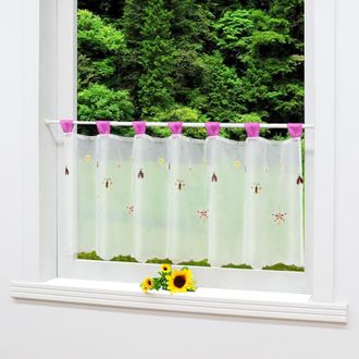 Joyswahl Voile Scheibengardine Transparente Bistrogardine »Augusta« mit Schlaufen Kaffee Stores Vorhang HxB 45x140cm 5 1er Pack