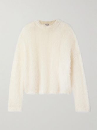 Brunello Cucinelli Pullover Aus Einer Mohair-seidenmischung In Lochstrick - Ecru