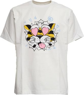 Kenzo Homme, Tops, Blanc, Taille: S T-Shirt Oversize Tigre Sauvage
