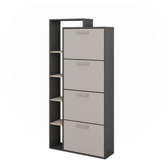 Vicco Benne &agrave; chaussures Orlando, Anthracite/gris, 80x166.1cm avec 4 compartiments