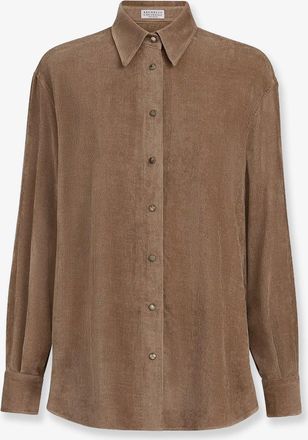 Brunello Cucinelli Fluid corduroy shirt with Monili - BRUNELLO CUCINELLI - gender_Woman