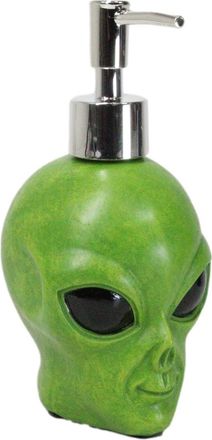 Ebros Gift Gr&uuml;ner UFO-Weltraumkolonie, extra terrestrischer Roswell Alienkopf, Fl&uuml;ssigseifenspender, Badezimmerzubeh&ouml;r, Harz-Skulptur