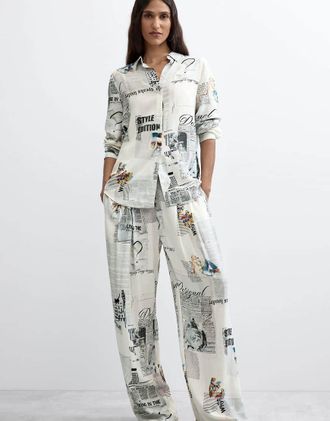 Desigual Hemd mit Print in Wei&szlig;