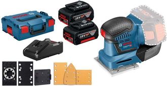 Bosch Akku-Schwingschleifer gss 18V-10 / 2x 4,0 Ah Akku + Ladeger&auml;t inkl. Zubeh&ouml;r-Set in L-Boxx - Bosch