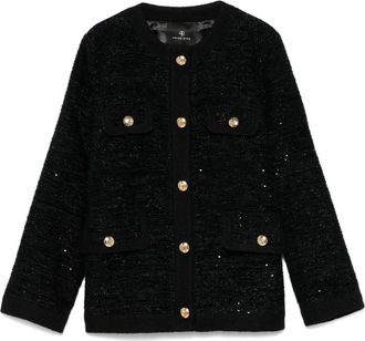 Anine Bing Jacke aus Tweed - Schwarz