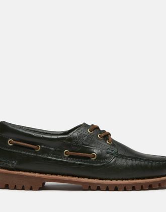 Timberland Bootsschuh in dunkelgr&uuml;n mit feiner Struktur und dunkelgr&uuml;n