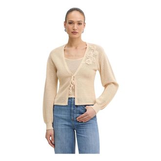 Twinset Mesh-Strick-Cardigan und Top - - Knitwear - Damen - Beige - S