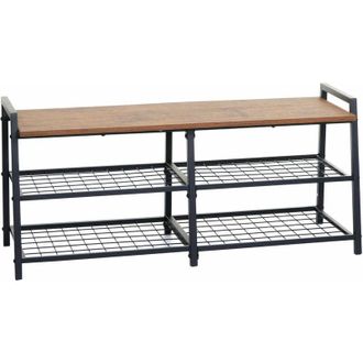 Hhg Jamais utilis&eacute;] &Eacute;tag&egrave;re &agrave; chaussures HHG 132, Armoire &agrave; chaussures Rangement pour chaussures Banc, 4 compartiments M&eacute;tal Structure 3D 40x107x38cm
