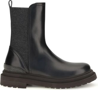 Brunello Cucinelli Chelsea-Ankle-Boots aus Leder - - Shoes - Damen - Schwarzk - 38 1/2 EU