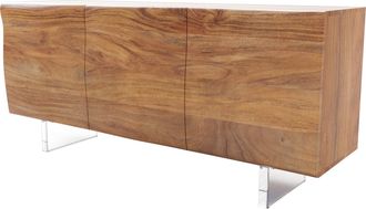 DELIFE Kommode New Live-Edge Akazie Natur 145 cm 3 Türen Acrylfuß Sideboard