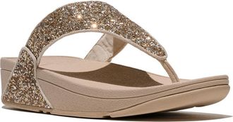 FitFlop Damen Lulu Multi-Tonal Glitter Toe-Post Sandale, Platino Silver, 40 EU