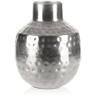 Com-Four Vase aus Metall - Metallvase für Blumen - Deko Vase für zu Hause und Büro - Vase mit Dellen - Raumdeko - Hammerschlag-Optik (Design 3)