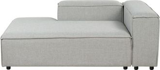 Beliani Chaiselongue Hellgrau Stoff Rechtsseitig Modul-R&eacute;camiere mit Niedriger R&uuml;ckenlehne Wohnzimmerm&ouml;bel Modern Skandi Wohnzimmer Sitzm&ouml;bel