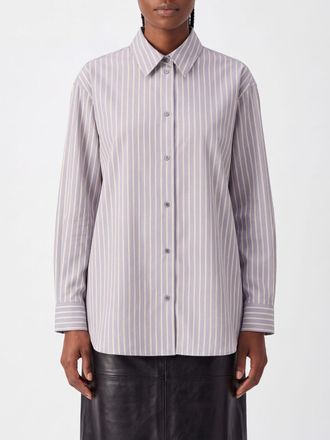 SOEUR Chemise ray&eacute;e en coton avec ourlet asym&eacute;trique et col classique