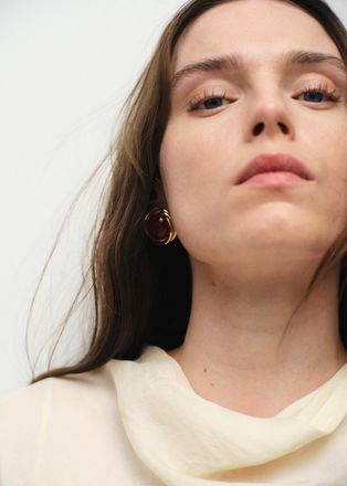 Mango Boucles doreilles rondes en r&eacute;sine or - Femme - Taille unique - MANGO