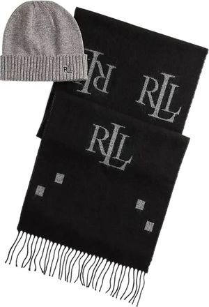 Lauren Ralph Lauren logo-print fringed scarf (set of two) - Grau