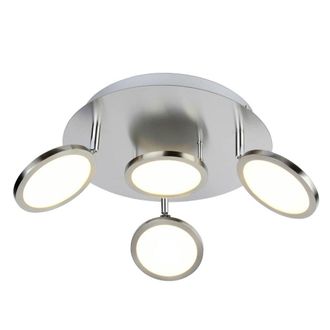 Brilliant Pluto LED Spotrondell 28cm rund 4 flg Deckenstrahler dimmbar durch EasyDim-Technologie schwenkbar eisen/wei&szlig; 2000 Lumen, LED integriert