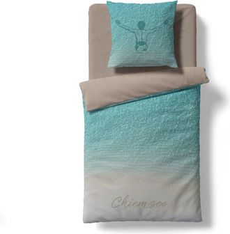 Chiemsee Renforc&eacute;-Bettw&auml;sche-Garnitur Jumper, Farbe T&uuml;rkis, Gr&ouml;&szlig;e 135x200 + 80x80 cm