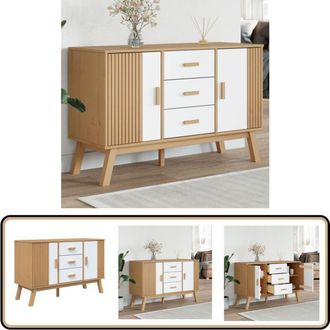 vidaXL Vidaxl - Buffet olden blanc et marron 114x43x73,5 cm bois massif de pin - Buffet - Armoire De Rangement - Meuble Tv - Mobilier Scandinaves - Meuble