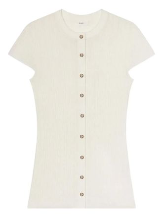 A.L.C. cardigan côtelé à boutonnière devant - Blanc