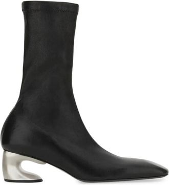 Jil Sander Stiefel - Ankle-High Leather Boots With Sculptural Heel - Gr. 36 (EU) - in Schwarz - für Damen