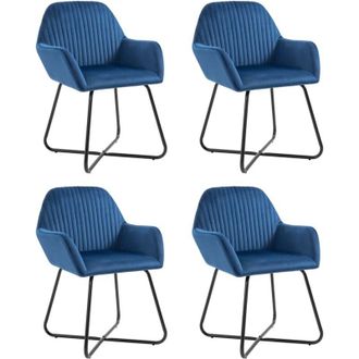 vidaXL Esszimmerst&uuml;hle 4 Stk. Blau Samt Vidaxl