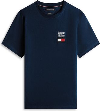 Tommy Hilfiger T-Shirt mit Flag-Stickerei in Jersey-Qualit&auml;t, Regular Fit in