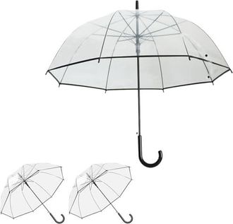 Generic Lot de 2 parapluies d&ocirc;me en forme de cage &agrave; oiseaux, ouverture automatique, bulles transparentes, parapluie l&eacute;ger pour mariage et ext&eacute;rieur, auvent en