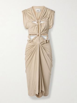 Isabel Marant Sirena Midikleid Aus Geb&uuml;rstetem Stretch-jersey Mit Knoten Und Cut-outs - Neutral