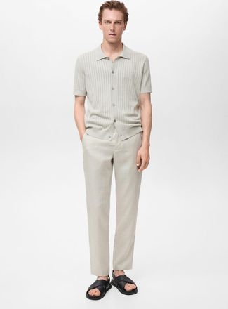 Mango Pantalon 100 % lin slim fit sable - Homme - 36 - MANGO MAN