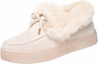 Generic Mocassins en polaire confortables pour femme - &Eacute;l&eacute;gantes - Couleur unie - Noeud - Semelle &eacute;paisse - Chaudes - &Agrave; enfiler - Chaussures de marche plates 