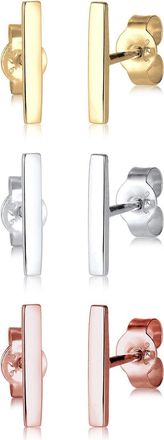 Elli Ohrringe Damen Bar Basic Tricolor Set Geo Trend in 925 Sterling Silber vergoldet