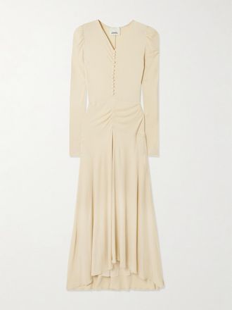 Isabel Marant Nejma Asymmetrisches Midikleid Aus Stretch-jersey Mit Raffungen - Ecru