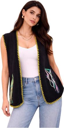 Akep Femme, Vestes, Noir, Taille: 38 FR Cardigan Sans Manches