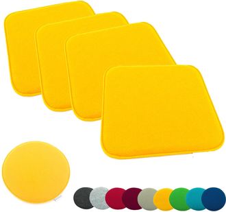 Heimtexland 4er Pack Sitzkissen Filz Stuhlkissen Bodenkissen Polster Stuhlauflage Indoor Outdoor Kissen eckig Typ631 Filzkissen senfgelb 35x35 cm 4 Stück