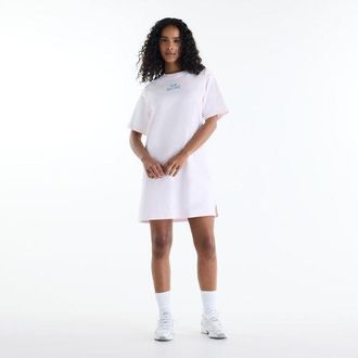 New Balance Femme Sport Linear Graphic T-Shirt Dress en Rose, Jersey de Coton, Taille XL