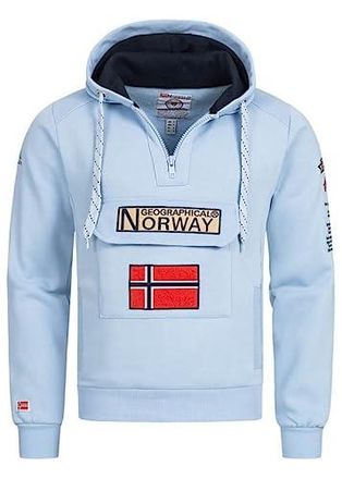 Geographical Norway Gymclass Men - Sweat Homme Capuche Poche Kangourou - V&ecirc;tement Sweatshirt Hoody Chaud Manches Longues - Pull Hommes Printemps Ete Automne Hiver (Bleu C