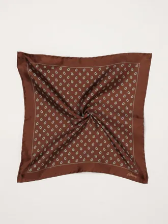 Brioni Foulard carr&eacute; en pure soie &agrave; imprim&eacute; Paisley contrastant