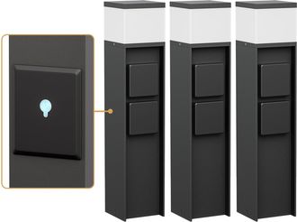 LEDs Com 3 Stück Wegelicht/Pollerleuchte PODEL für außen, IP44, Smart Home, WLAN, Alexa, 39 cm, schwarz, 1x G9 max. 10W, 2 Steckdosen