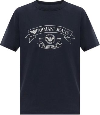 Emporio Armani Femme, Tops, Bleu, Taille: 36 FR Jeans Print Jersey T-Shirt