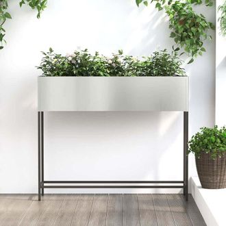 vidaXL Vidaxl - Bac de jardin sur&eacute;lev&eacute; Argent 100 x 26 x 82 cm Acier galvanis&eacute;
