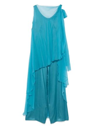 Alberta Ferretti combinaison &agrave; d&eacute;tail de cape - Bleu