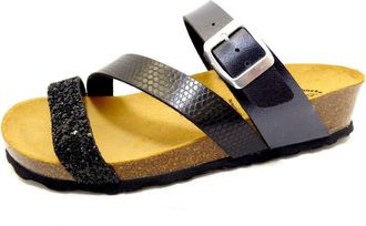 Lico NATURAL GLITTER Damen Pantoletten, Schwarz, 37 EU