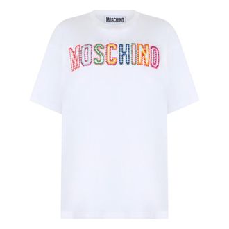 Moschino Femme, Tops, Blanc, Taille: 40 FR T-shirt Graphique Moderne