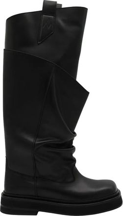 The Attico Stiefel - Tall Black Boots With Asymmetrical Fold - Gr. 35 (EU) - in Schwarz - f&uuml;r Damen