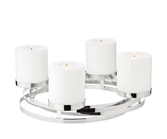 Edzard Adventskranz Annabel, Durchmesser 34 cm, Edelstahl hochglanzpoliert, silberfarben, für Stumpenkerzen ø 8 cm